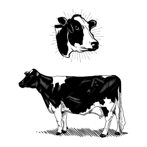 Vector Drawing Of A Dairy Cow Premium Vector