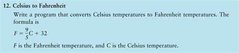 Solved 12 Celsius To Fahrenheit Write A Program That