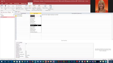 Activity 2 3 Creating A Table Setting The Primary Key Field Modifying Properties In Design
