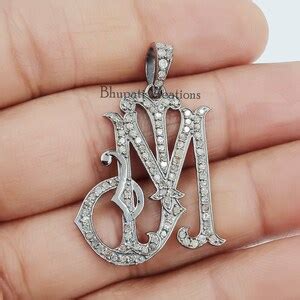 K Yellow Gold Plated Monogram Cubic Zirconia HS SH Letter Monogram Make Custom Letter