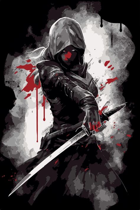 Premium Vector Woman Assassin Fantasy Poster Epic Dark And Skilled