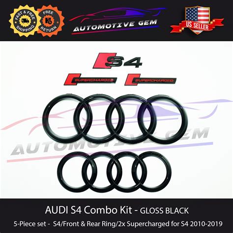 Audi S4 Emblem Gloss Black Front Grille Rear Trunk Ring V6t Etsy