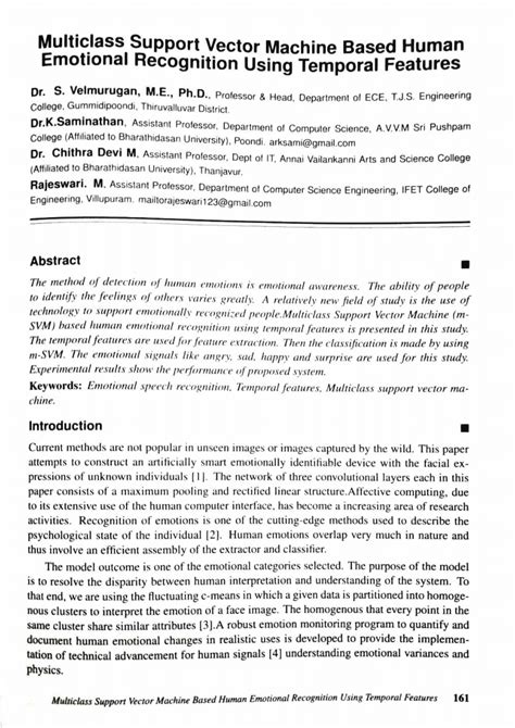 Pdf Multiclass Support Vector Machine Based Human Emotional Recognition Using Temporal Features