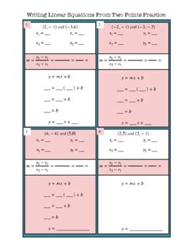 Writing Linear Equations Given Two Points Practice By Ms W TpT