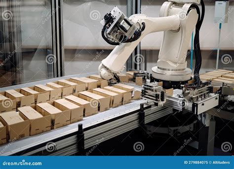 Packaging And Sorting Robot With Its Arms Sorting Out Different Products Stock Illustration