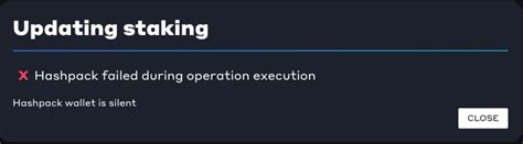 hashpack encounters issue when trying to set a d cent account to stake to another account via
