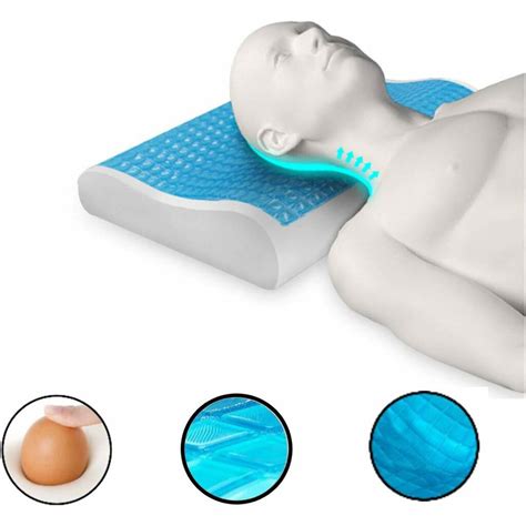 Oreiller Ergonomique Courbée Viscogel En Mousse à Mémoire De Forme Et