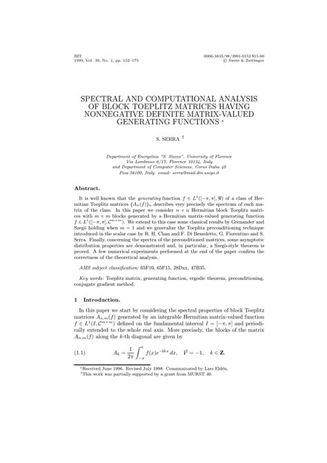 Pdf Spectral And Computational Analysis Of Block Toeplitz Matrices Having Nonnegative Definite