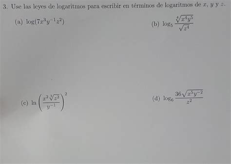 Solved Use The Laws Of Logarithmics To Solve In Terms Of X Chegg