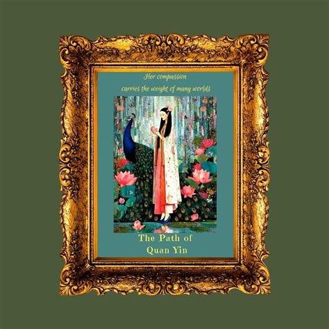 Quan Yin With Peacock 5x7 Goddess Ai Art Card Download Divine