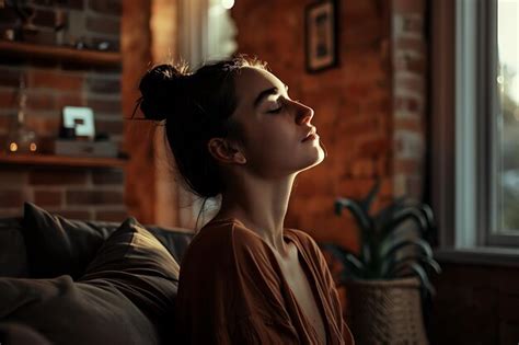 Anxious Woman Indoors Side View Premium Ai Generated Image
