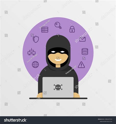 Hacker Laptop Computer Stealing Data Stock Vector Royalty Free