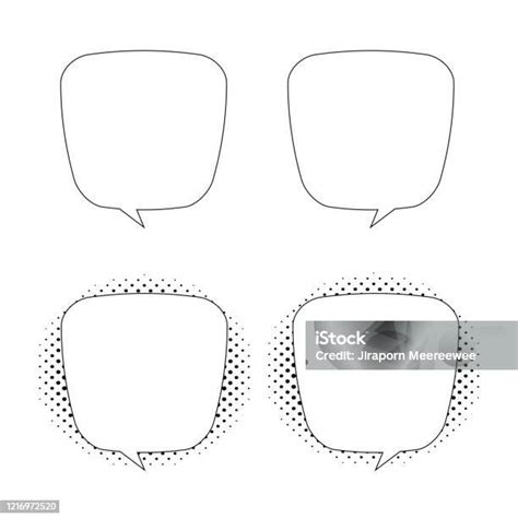 투명 한 배경에 검은 색 하프 톤 그림자설정 복고풍 빈 만화 거품과 요소 벡터 일러스트 빈티지 디자인 팝 아트 스타일 곡선에 대한 스톡 벡터 아트 및 기타 이미지 Istock