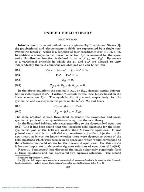 Unified Field Theory Pdf Tensor General Relativity