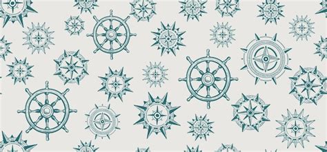 Premium Vector Compass Wind Rose Ship Wheel Pattern Hand Drawn