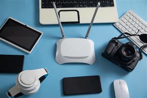 Premium Photo Wi Fi Router With A Tablet Phone Computer Keyboard And