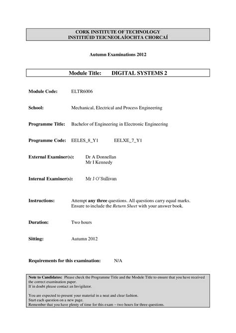 Synchronous Operation Digital Systems Exam Docsity