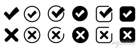 Check Mark And X Set Icon Simple Web Buttons Checkmarks And