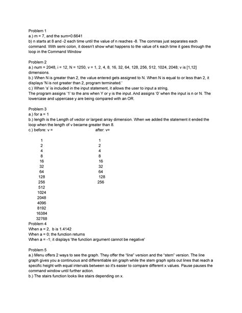 Ece115 Introduction To Electrical And Computer Engineering Lab 7 Problem 1 A M 7 And