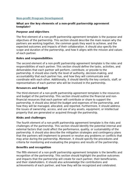 Non Profit Program Development Pdf Partnership Nonprofit Organization