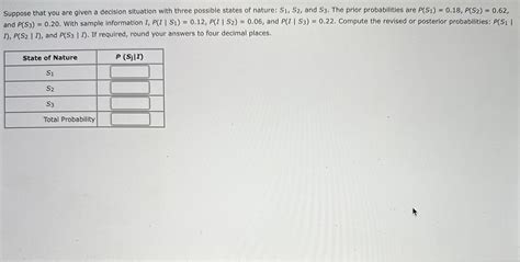 Solved Suppose That You Are Given A Decision Situation With Chegg