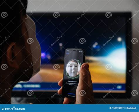 Apple Iphone Xs Pro Faceid Anonymous Hacker Editorial Photography
