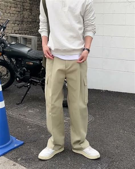 남자 코디 캐쥬얼 코디 끝판왕 원턱 핀턱 디테일 허리 옆밴딩 빅포켓 와이드 카고 팬츠 꾸안꾸 미니멀 대학생 코디 데이트룩 훈남 흔남 남자 쇼핑몰 추천 Youtube