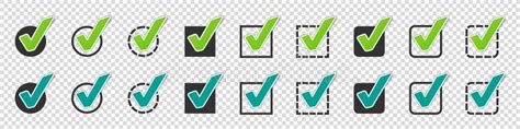 Different Checkbox Icon Set Green Vector Illustration Isolated On