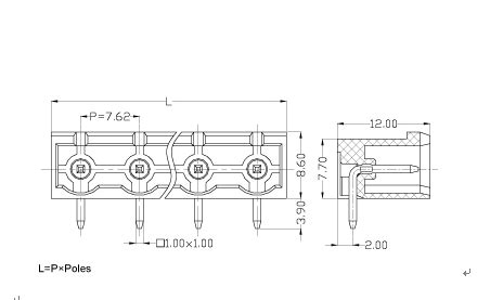 Green Color Male Pluggable Terminal Block With Right Angle Mm V A