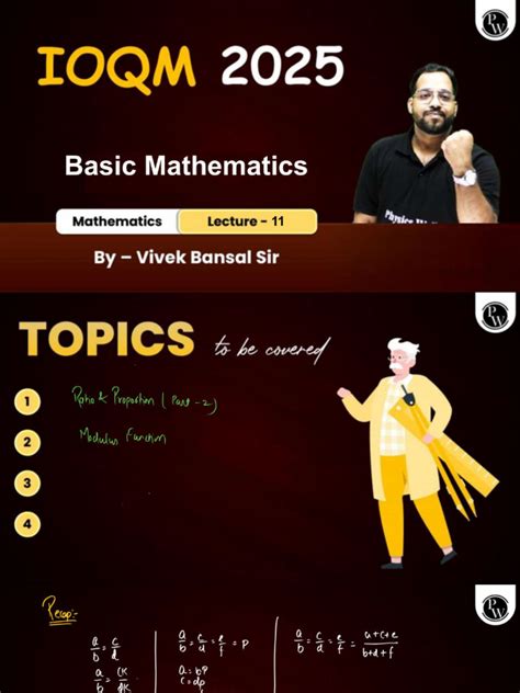 Basic Mathematics 11 Class Notes Ioqm 2025 Pdf