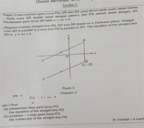 solved soalan berformat soalan 1 rajah 3 menunjukkan garis lurus pq