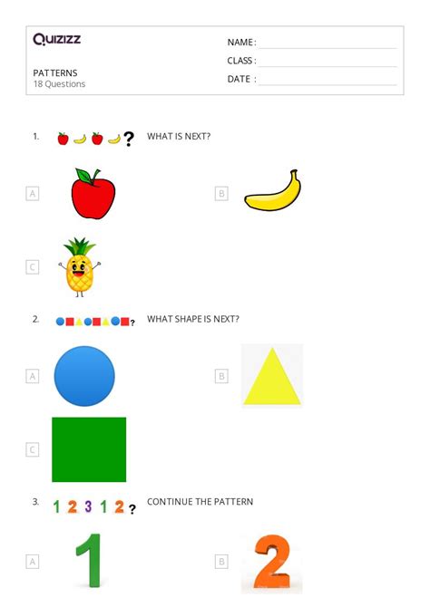 50 Shape Patterns Worksheets For Kindergarten On Quizizz Free And Printable