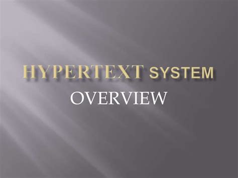 Hypertext System Pptx Computing Technology And Computing