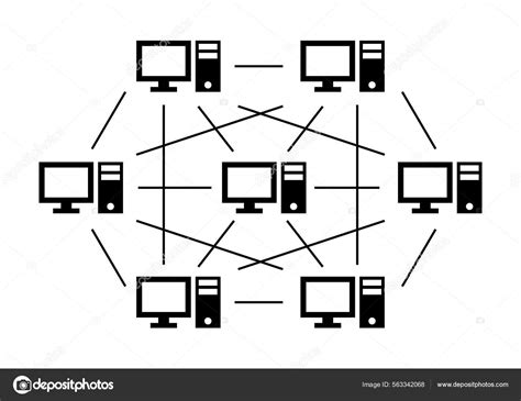 Global Online P2p System Computer Icon Linked Network Design Vector