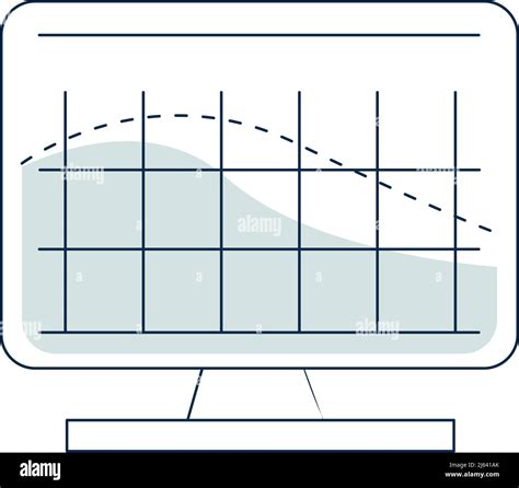 Computer Screen With Statistic Chart Digital Data Analysis Icon Stock