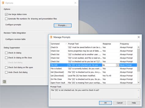 Vault Dialog Box Set Never Prompt By Ilogic Rules Autodesk Community