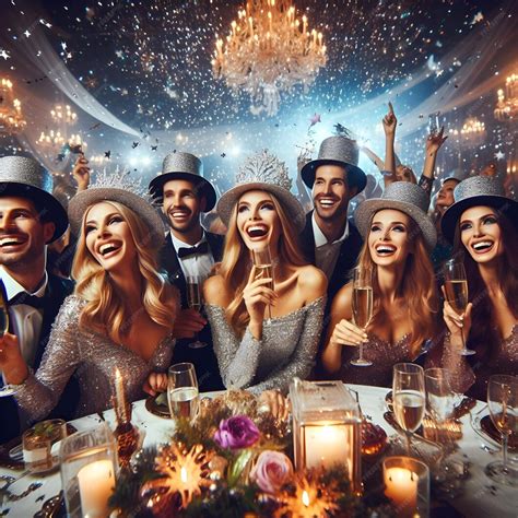 Partygoers Donned Glittering Hats And Tiaras At A Glamorous New Years