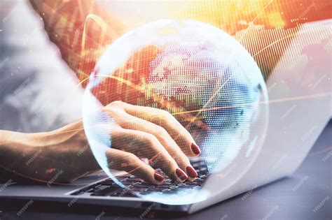 Premium Photo Multi Exposure Of Woman Hands Typing On Computer And