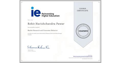 Rohit Pawar On Linkedin Completion Certificate For Market Research And Consumer Behavior