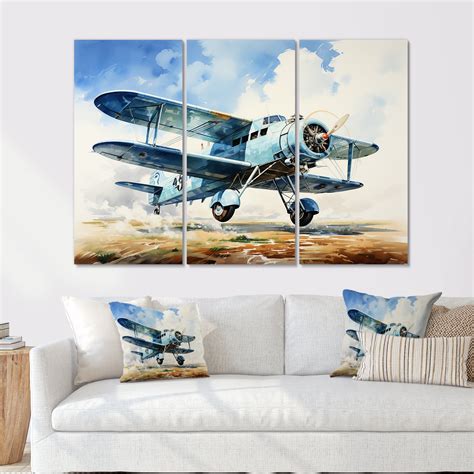 Latitude Run® Soaring Plane Through The Sky Plane Canvas Art Set