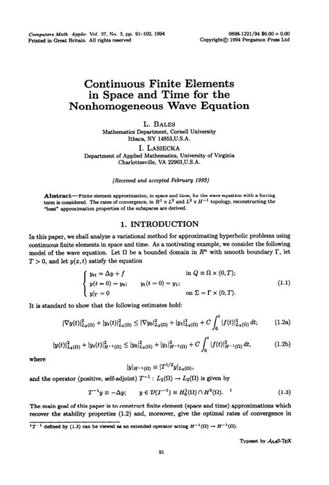 Pdf Finite Element Approximations Of The Wave Equation With Dirichlet Boundary Data Defined On