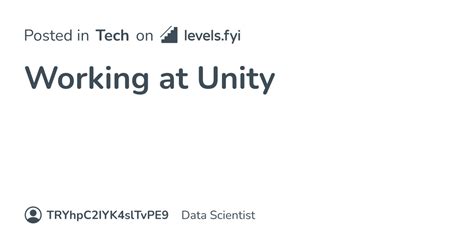 Working At Unity Levelsfyi Community