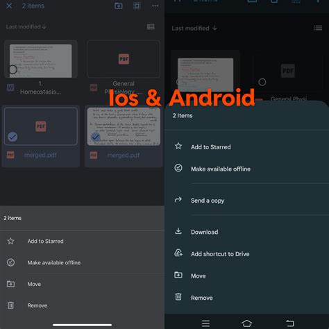 Drive On Ios Vs Android Why Cant I Send A Copy For Multiple Files In