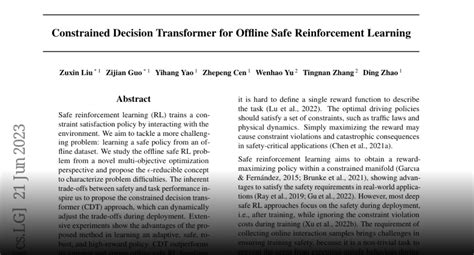 Paper Page Constrained Decision Transformer For Offline Safe Reinforcement Learning