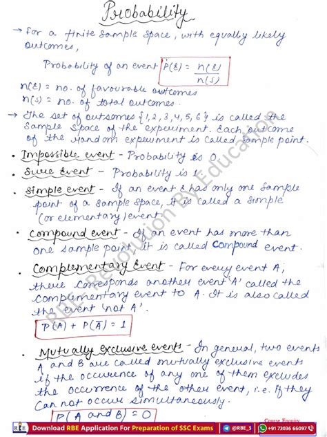 Complete Probability Revision Notes Pdf