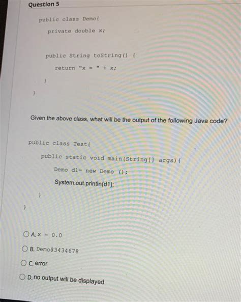 Solved Question 5 Public Class Demo Private Double X Public