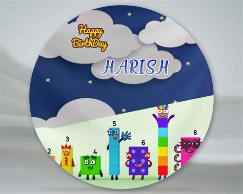 Number Blocks Theme Personalized Round Backdrop Party Supplies