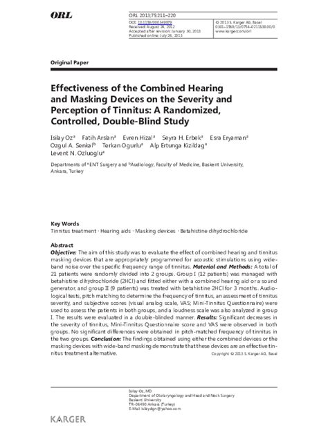 Pdf Effectiveness Of The Combined Hearing And Masking Devices On The Severity And Perception