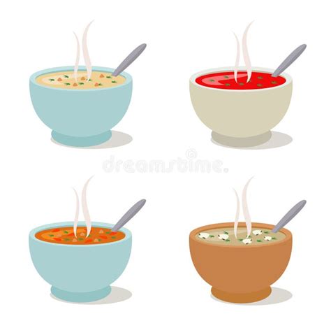 Hot Vegetable Soup Vector Illustration Stock Vector Illustration Of