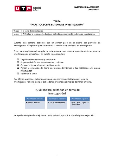 S2 Tarea Practica Sobre El Tema De Investigación Tarea “practica